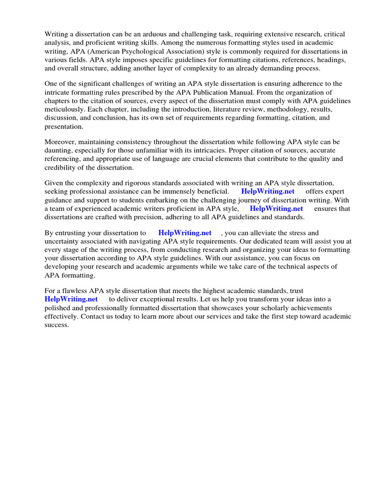 Apa Style Dissertation Chapters | PDF | Thesis | Apa Style