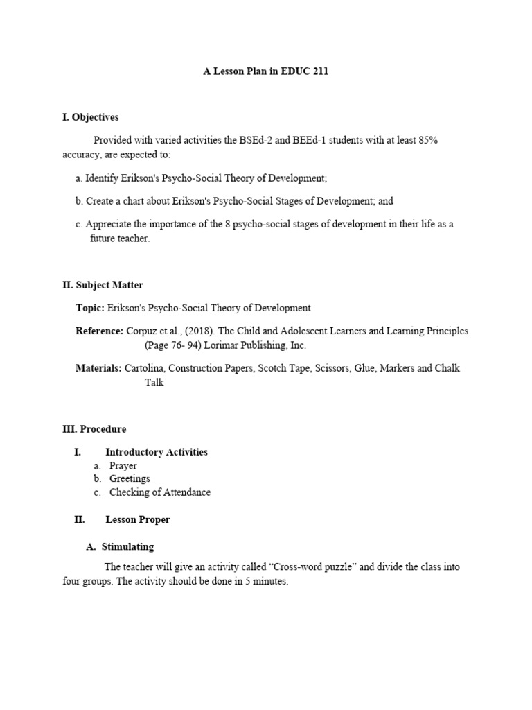 Erikson's Psychosocial Theory of Development | PDF | Human Development ...