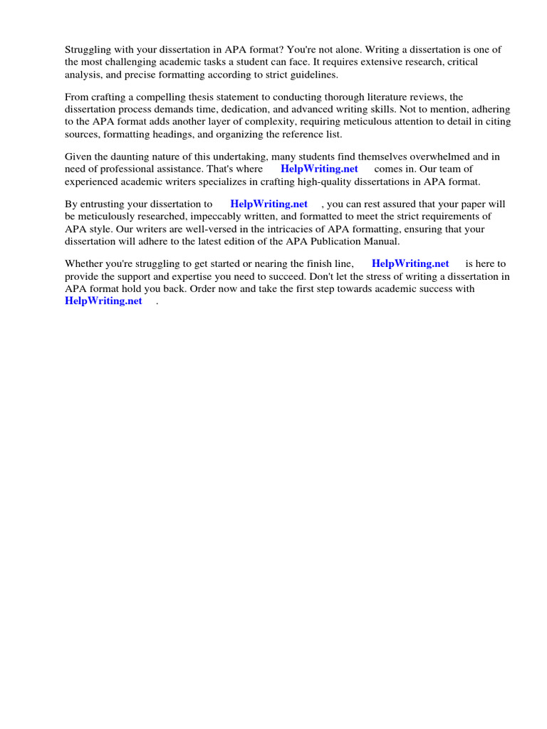 Dissertation Paper Apa Format | PDF | Apa Style | Thesis