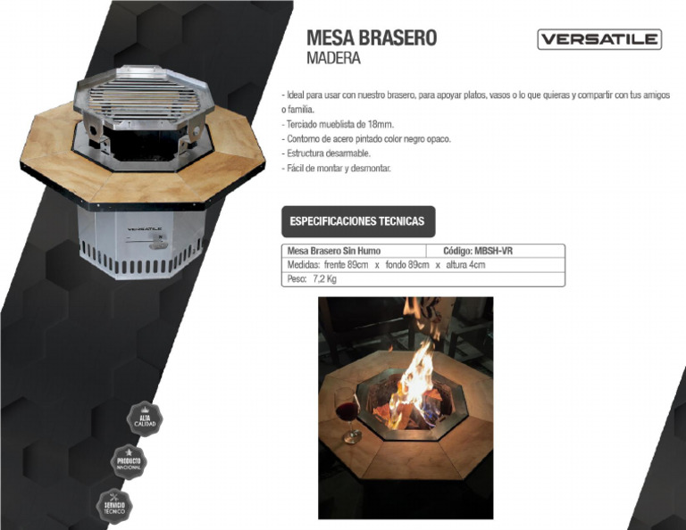 Ficha Tecnica Mesa Brasero Versatile 42 | PDF