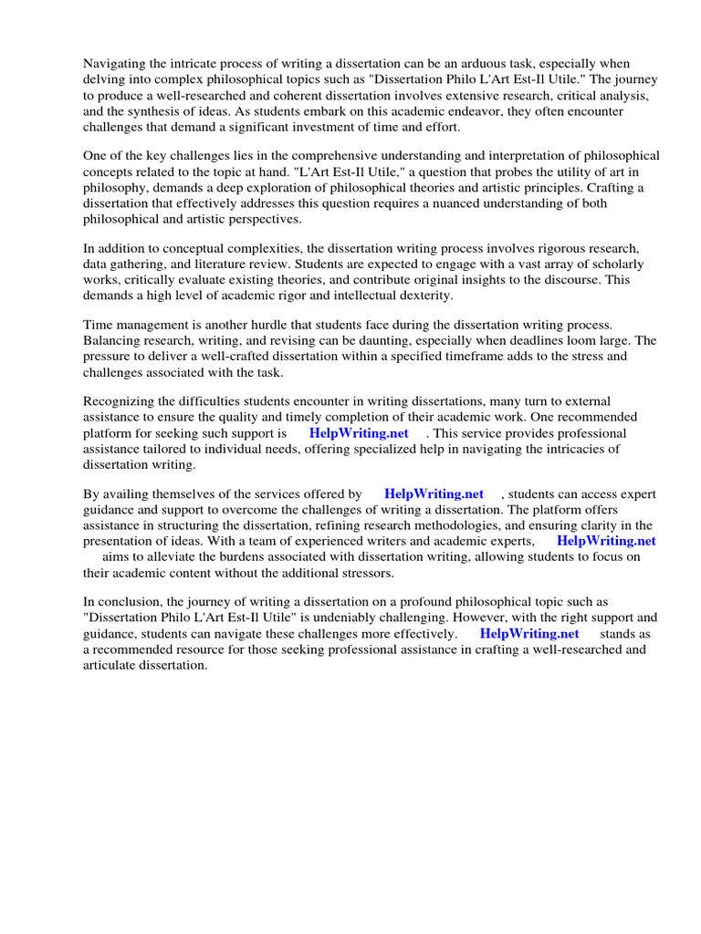 Dissertation Philo Lart Est-Il Utile | PDF | Thesis | Scribd