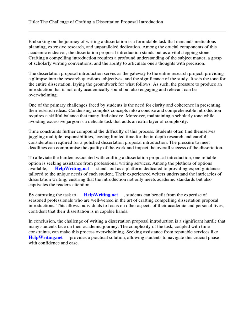 Example of Dissertation Proposal Introduction | PDF | Thesis | Marketing