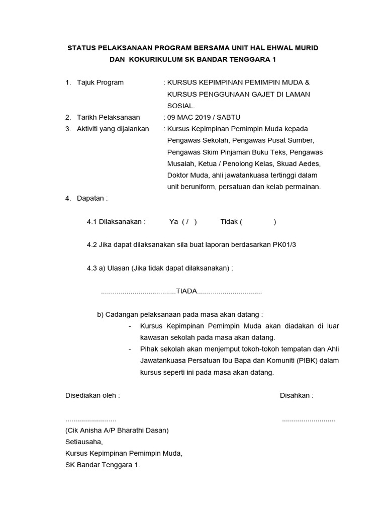 Laporan Kursus Kepimpinan 2023 | PDF | Karier & Perkembangan