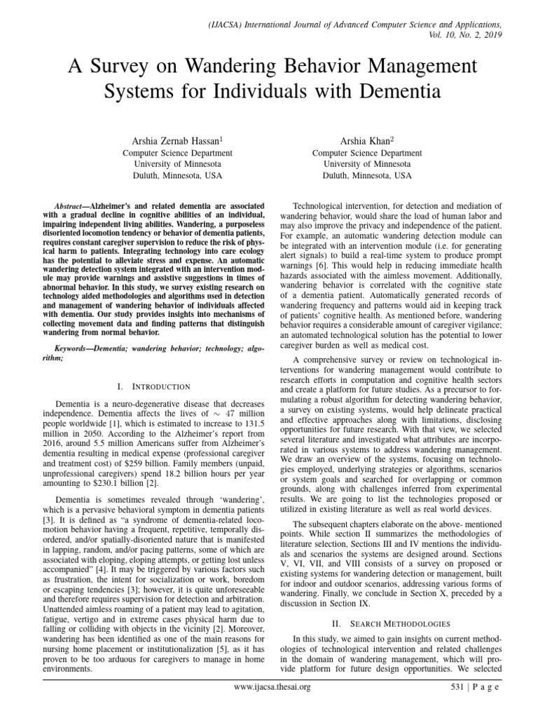 A Survey On Wandering Behavior Managemen | Download Free PDF | Dementia ...