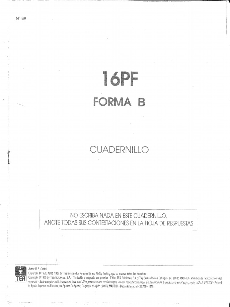 APRENDE SOBRE MANUAL 16 PF | PDF