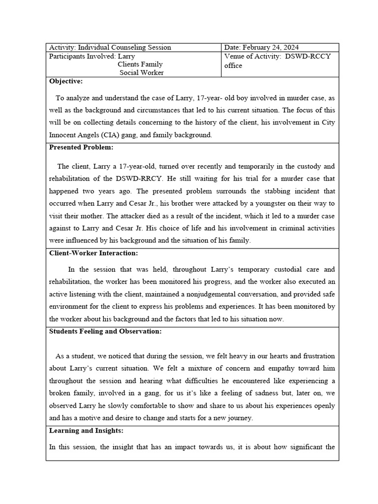 Process Recording 1 | PDF | Motivation | Motivational