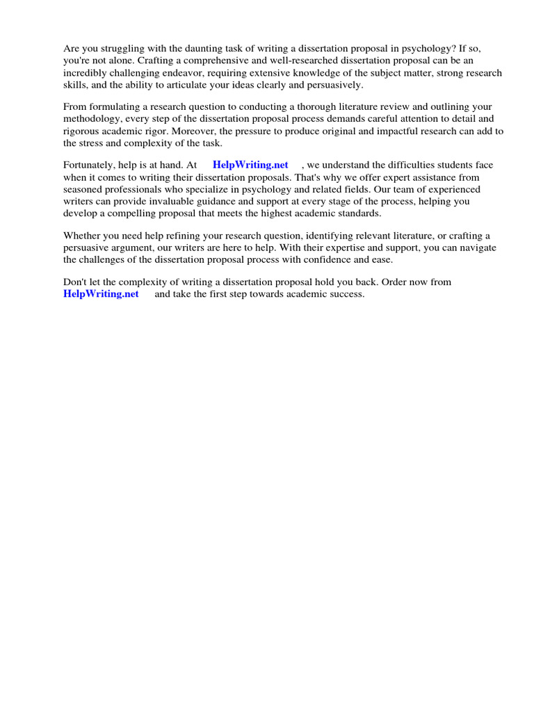 Sample Dissertation Proposal Psychology | PDF | Thesis | Psychology