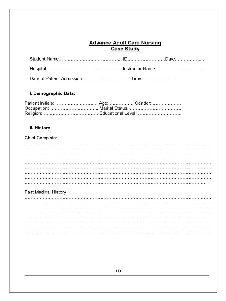 Adult Care Nursing Case Study Template | PDF | Nursing | Therapy