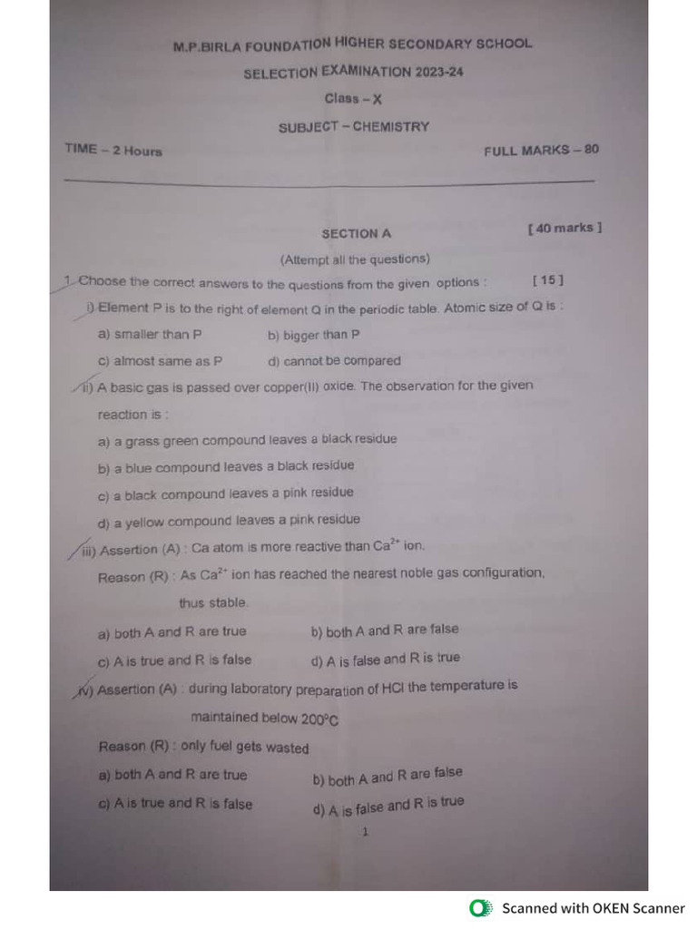 MP Birla Chemistry | PDF