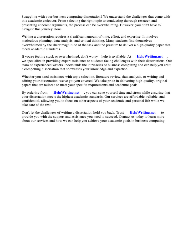 Business Computing Dissertation Ideas | PDF | Thesis | Data