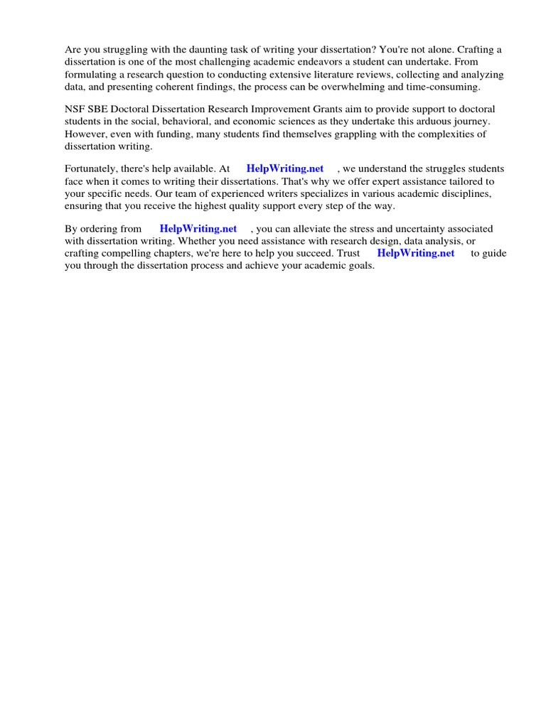 NSF Sbe Doctoral Dissertation Research Improvement Grants | PDF ...