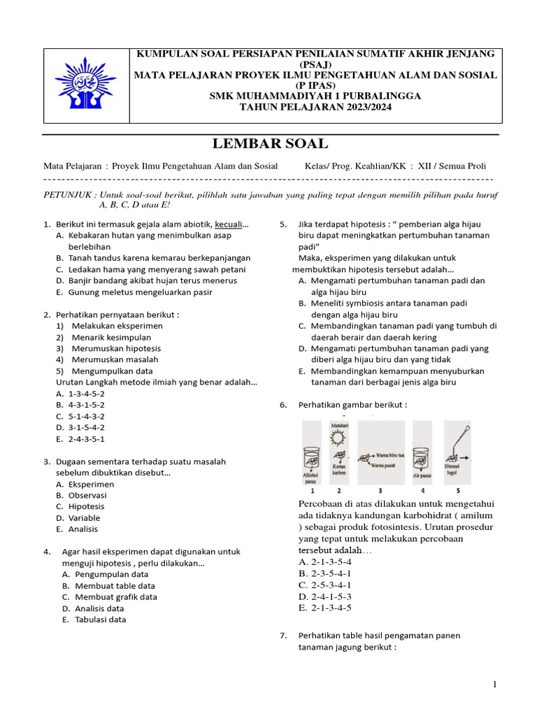 KUMPULAN SOAL PSAJ P IPAS 2024 GABUNG 2 Kolom Fix | PDF