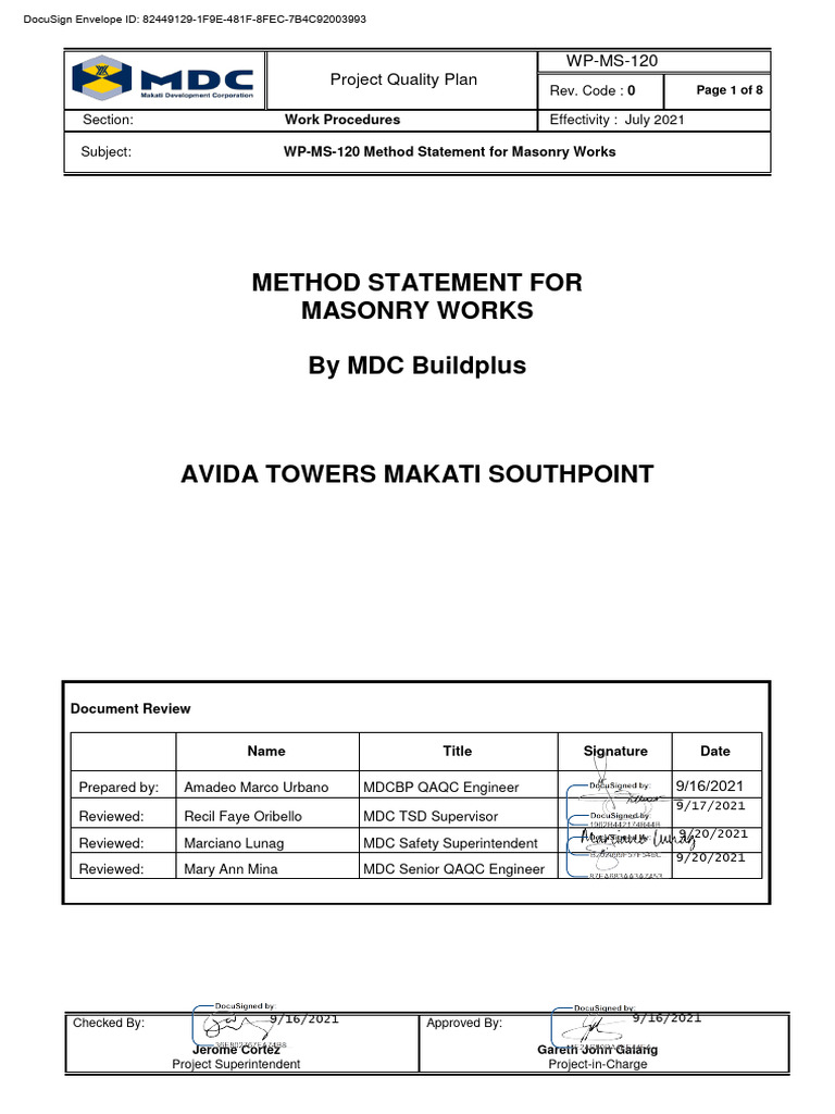 ATMS-MDCBP-Method-Statement-for-Masonry-Works-CHB-Laying-Plastering-TB ...