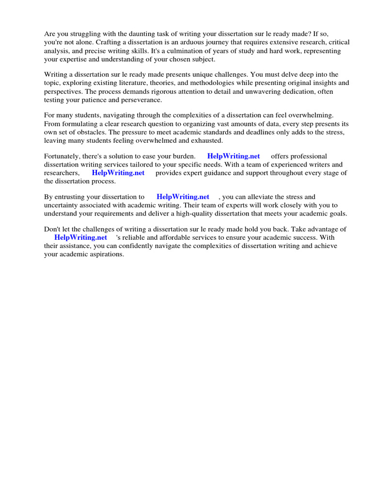 Dissertation Writing Help for Ready Made | PDF | Thesis | Scribd