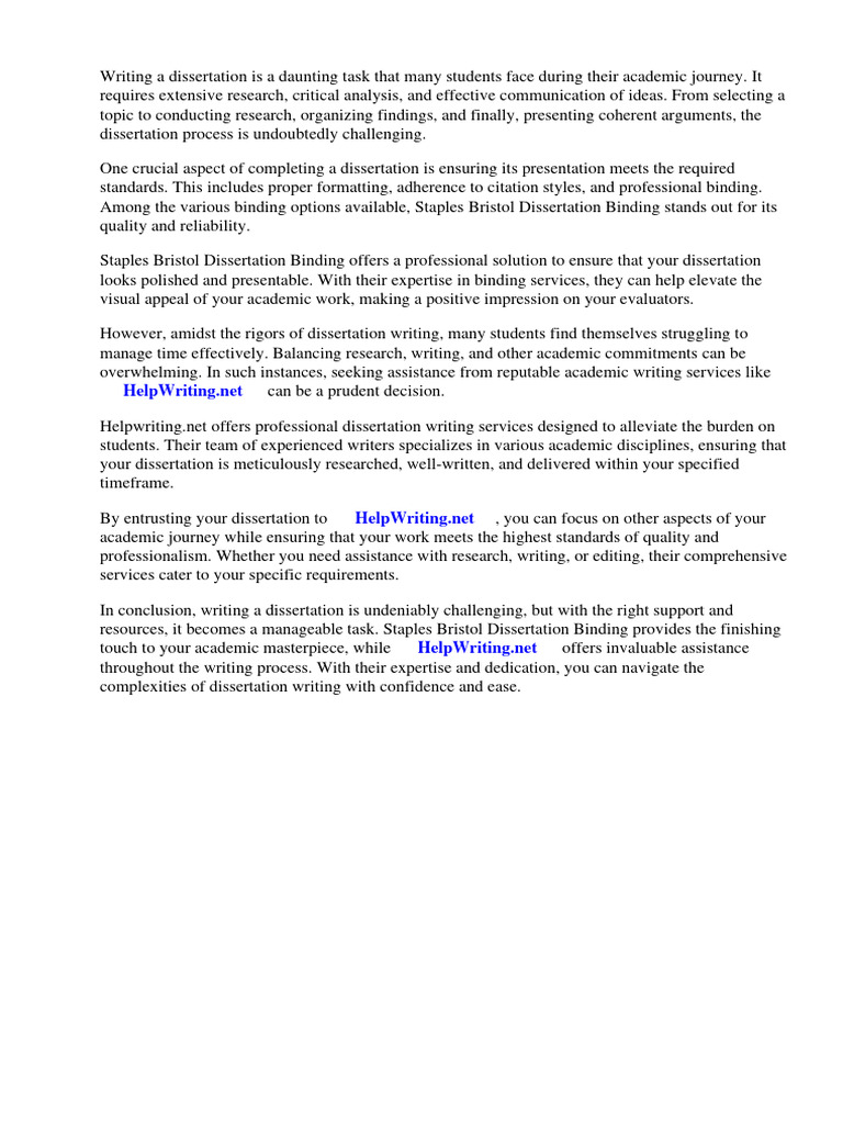 Staples Bristol Dissertation Binding | PDF | Bookbinding | Books