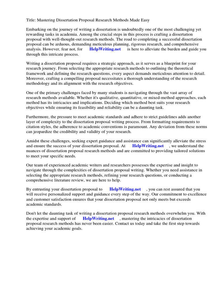 Dissertation Proposal Research Methods | PDF | Methodology | Thesis