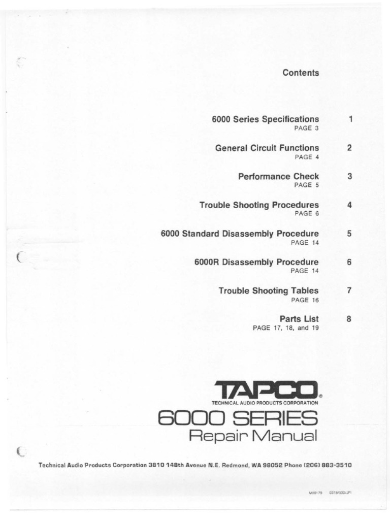 Tapco 6000 | PDF