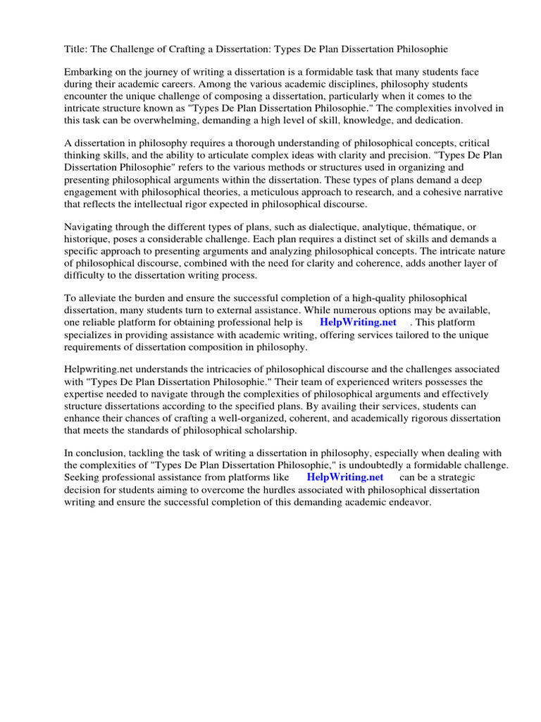 Types de Plan Dissertation Philosophie | PDF | Thesis | Scribd