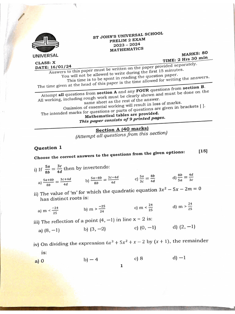 23-24 X maths Universal | PDF