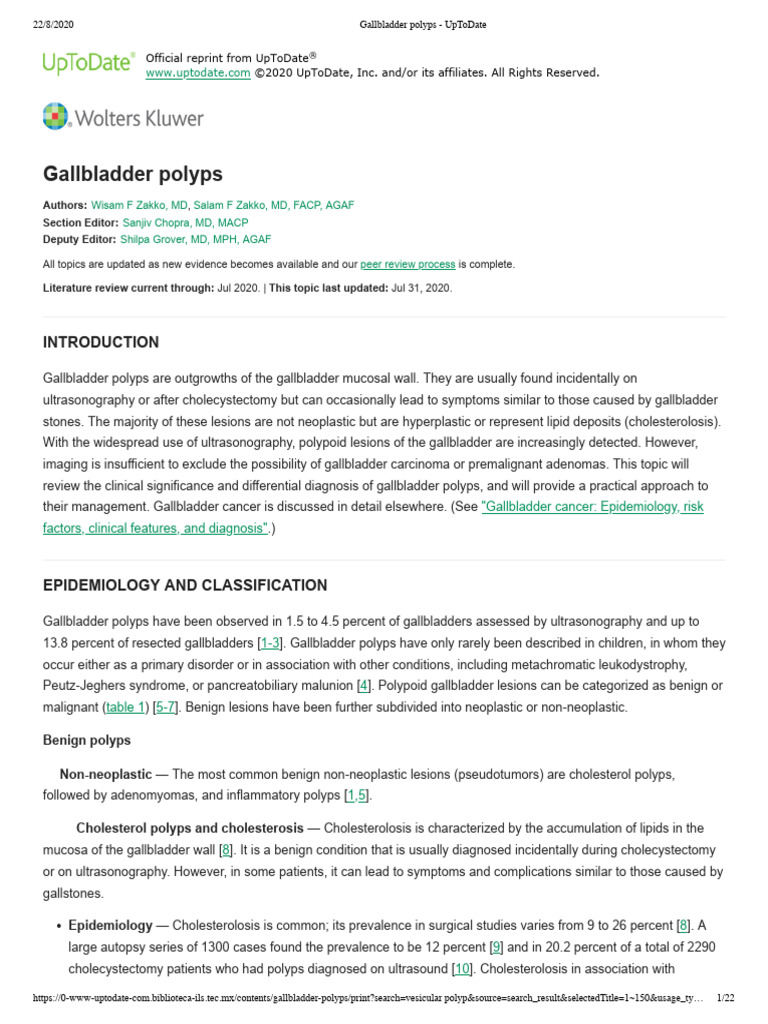 Gallbladder Polyps - UpToDate-1 | PDF | Gallbladder | Medical Ultrasound