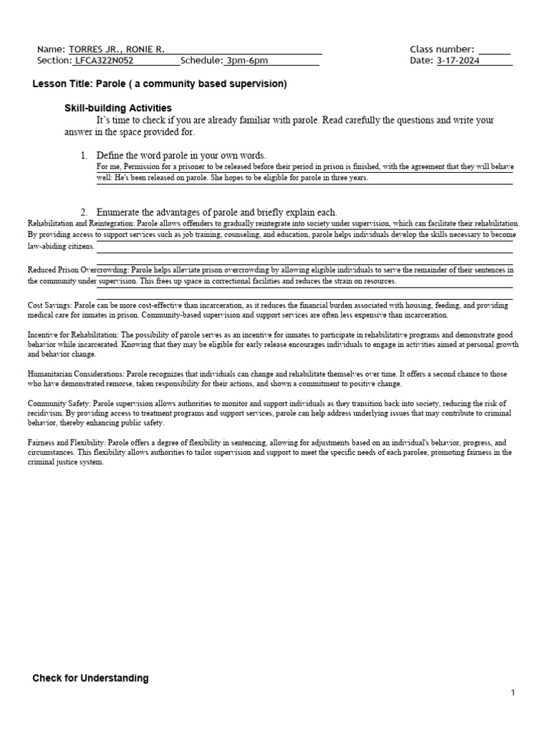 Activity 8 - CAD2 | PDF | Parole | Recidivism