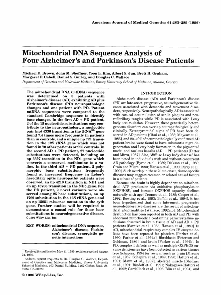 Brown 1996 | PDF | Mitochondrial Dna | Mutation