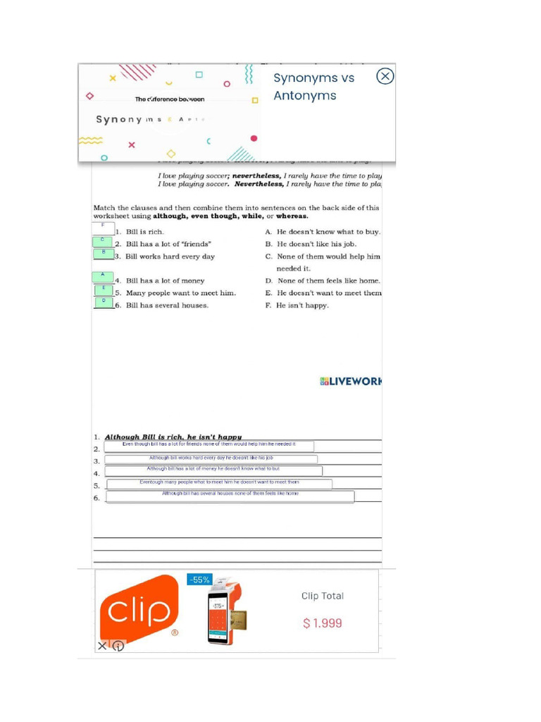 Adverbial Clauses of Contrast | PDF
