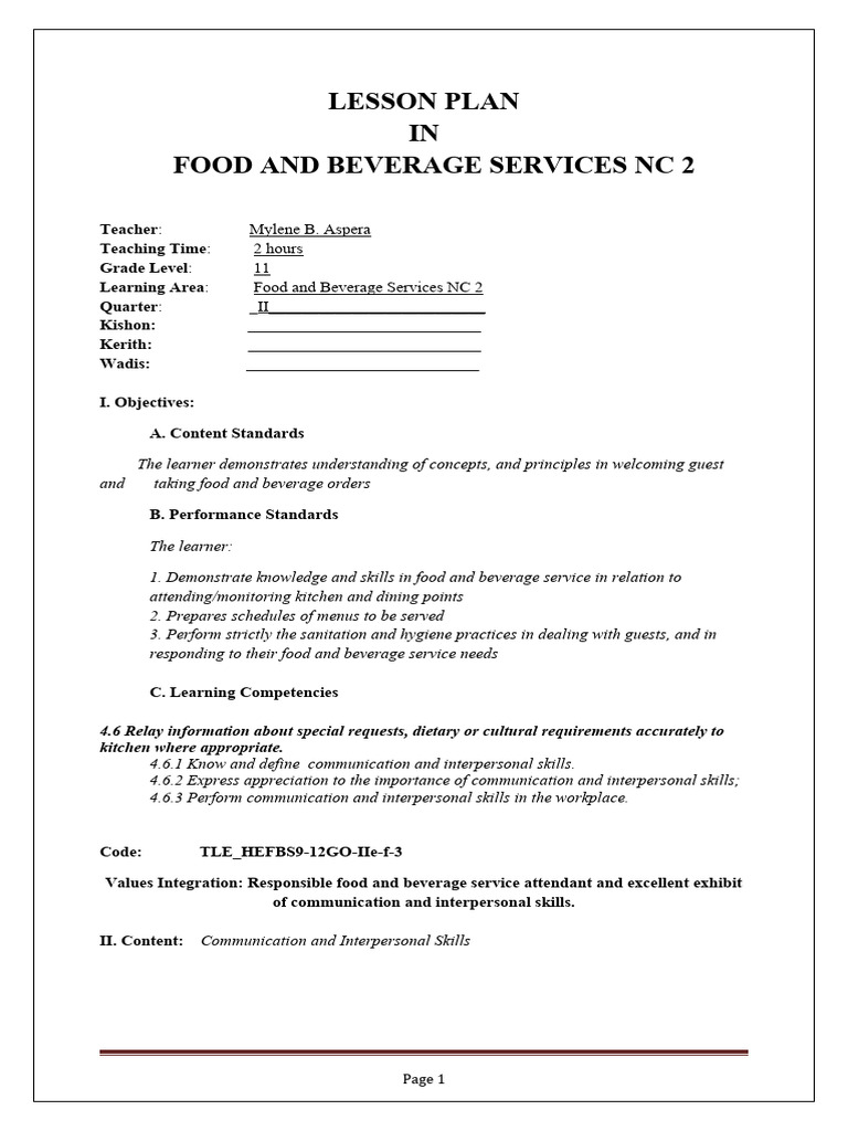 DLP - Communication and Interpersonal Skills | PDF | Waiting Staff ... DLP - Communication and Interpersonal Skills | PDF | Waiting Staff ...
