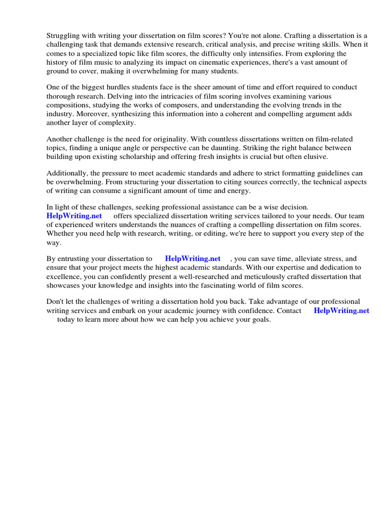 Dissertation On Film Scores | PDF | Thesis | Animation
