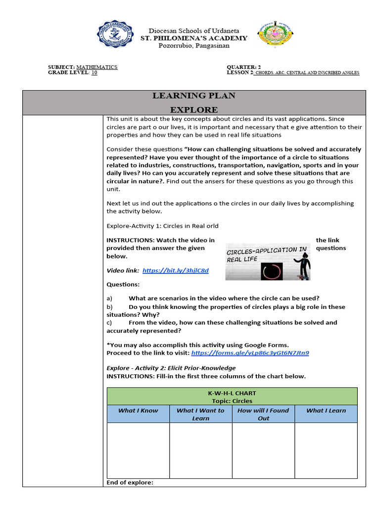 Q2 Learning Plan Lesson 2 | PDF | Circle | Angle