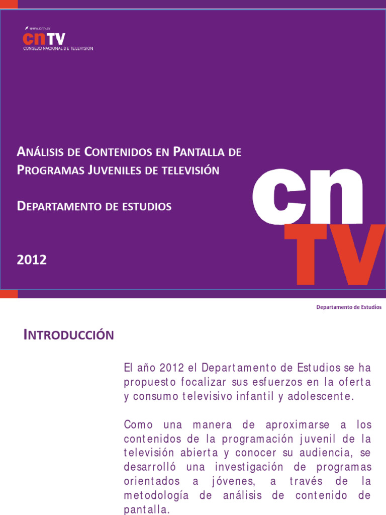 Programaci N Juvenil Cuantitativo Version Completa 2012 | PDF | Medición de audiencia