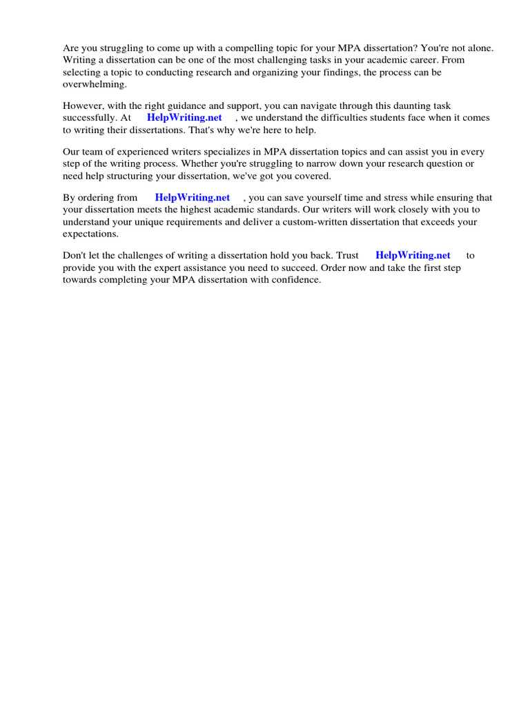 MPA Dissertation Help for Students | PDF