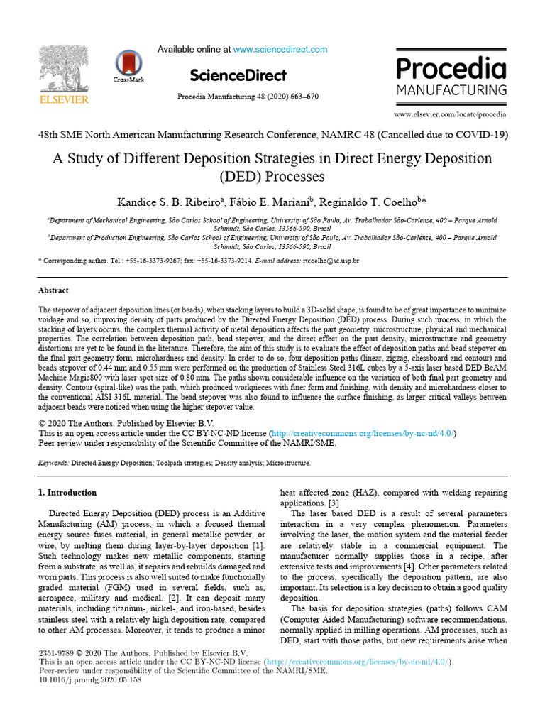 Ribeiro, Mariani, Coelho - 2020 - A Study of Different Deposition Strategies in Direct Energy ...
