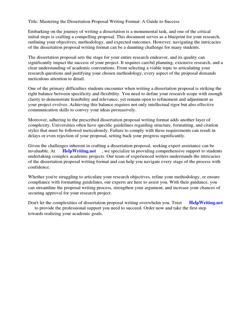 Dissertation Proposal Writing Format | PDF | Thesis | Sustainability