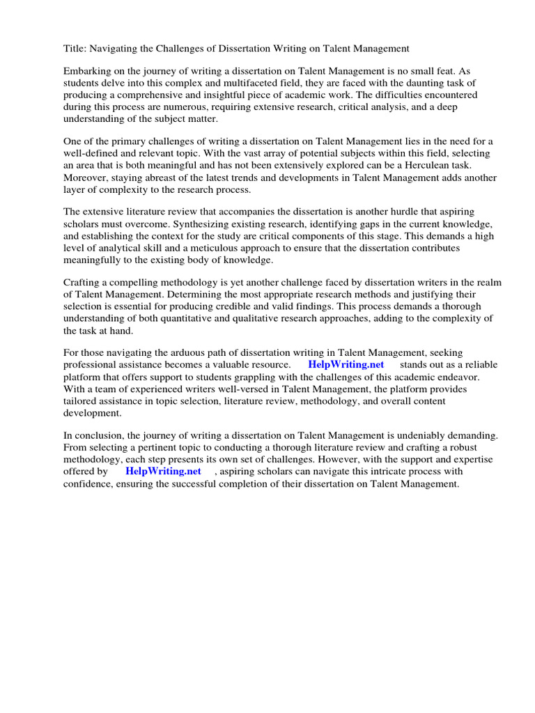 Talent Management Dissertation Topics | PDF | Talent Management | Policy