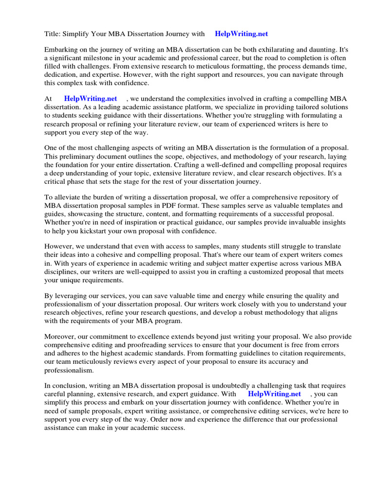 Mba Dissertation Proposal Sample PDF | PDF | Social Networking Service ...