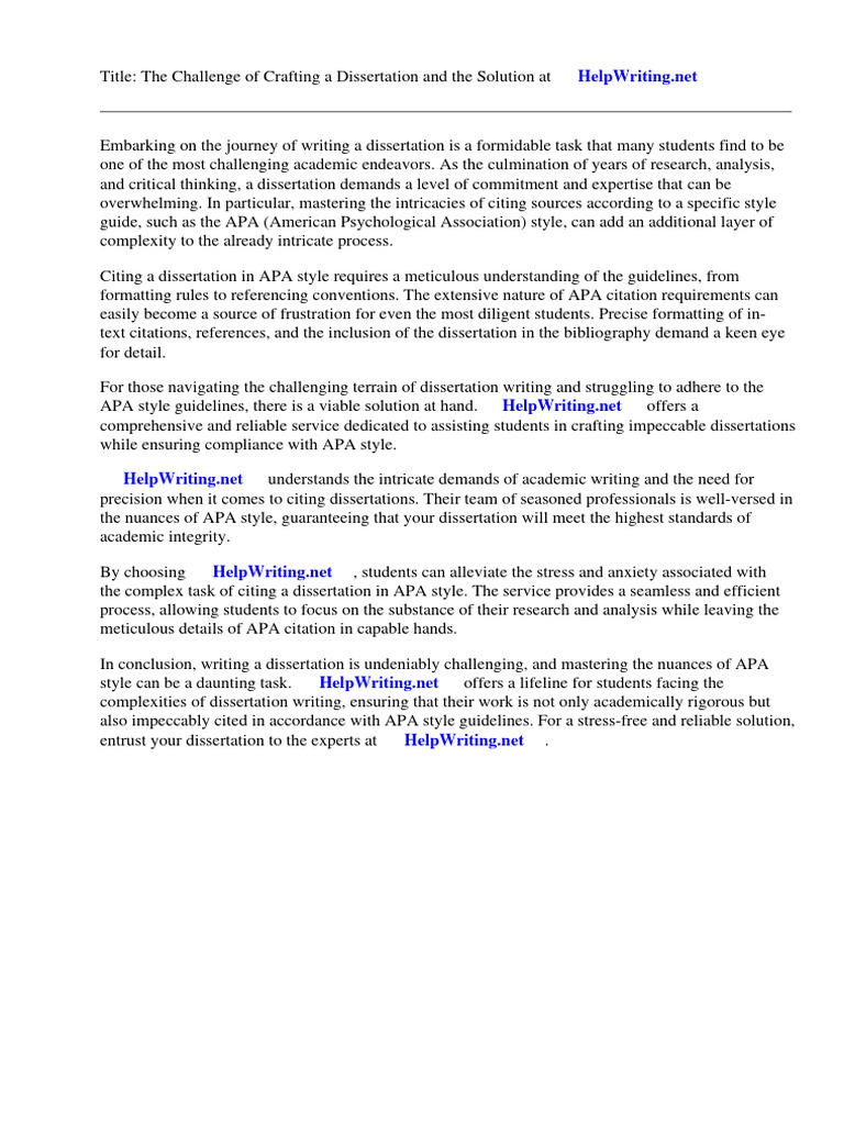 How To Cite A Dissertation Using Apa Style Pdf Apa Style Citation