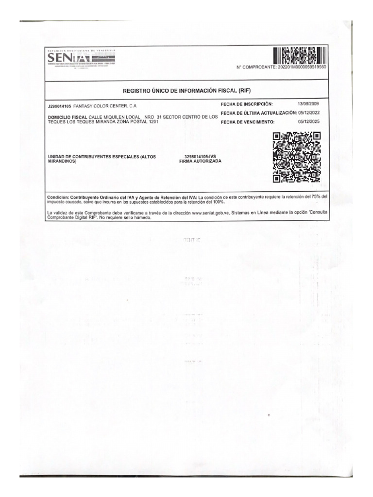 Registro Único de Información Fiscal (Rif) | PDF