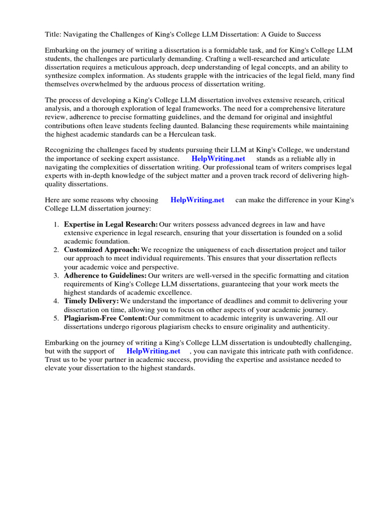 Kings College Llm Dissertation | PDF | Looting | Thesis