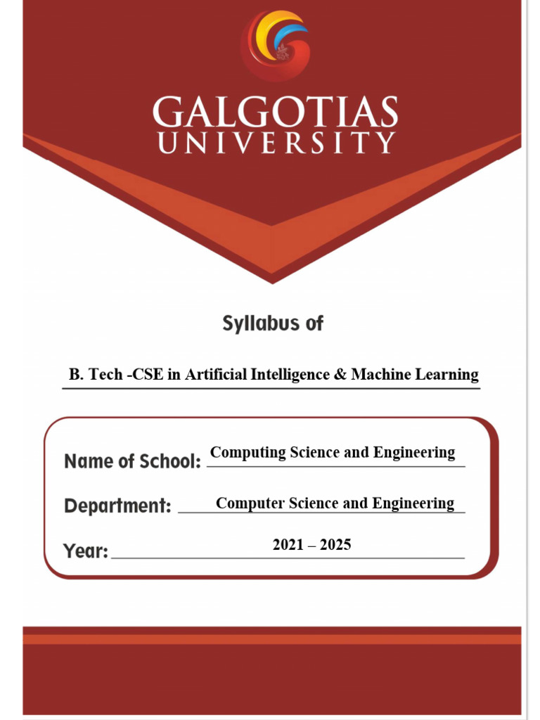 B.Tech CSE AI & ML Curriculum Overview | PDF | Linear Map | Artificial ...