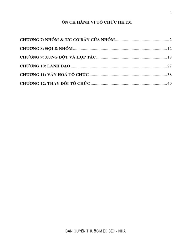 Ôn CK Hành Vi T CH C HK 231 | PDF
