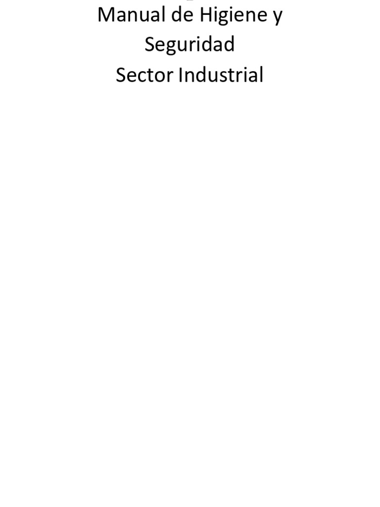Manual de Higiene y Seguridad Laboral | PDF