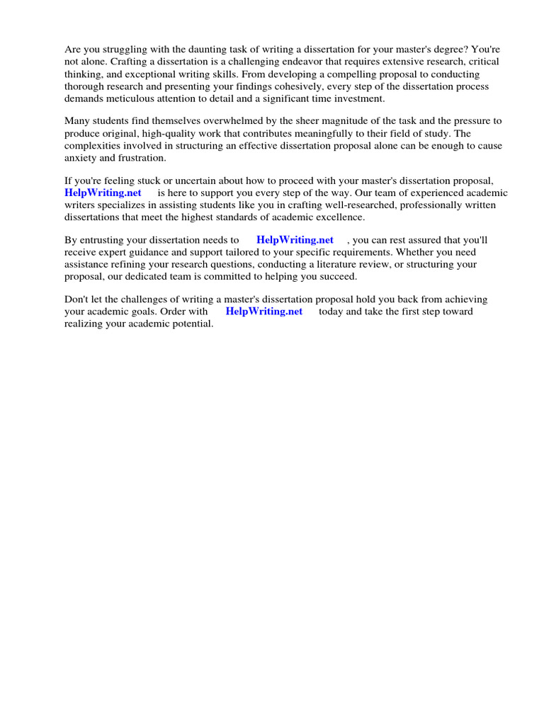 Example of A Masters Dissertation Proposal | PDF | Thesis | Methodology