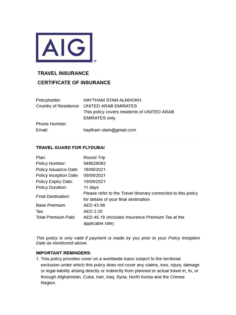 Certificate of Insurance | PDF