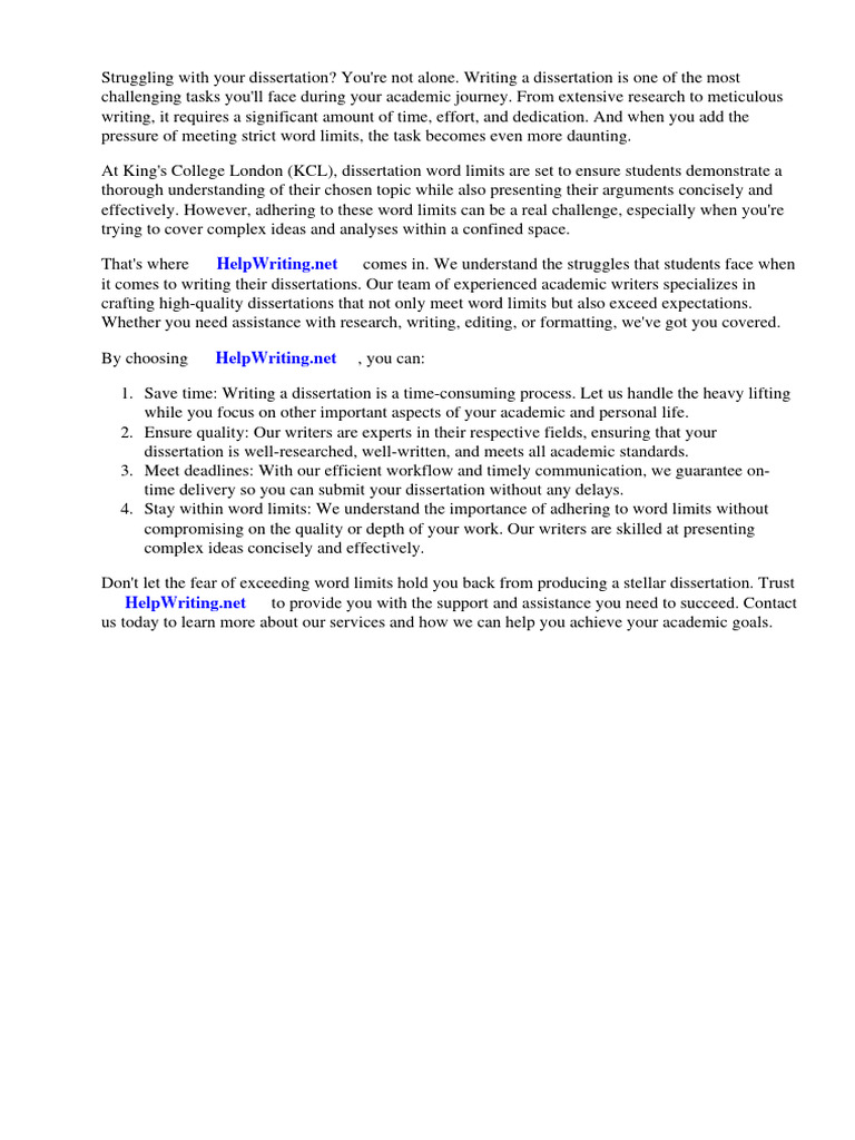 Kcl Dissertation Word Limit Pdf Thesis Essays