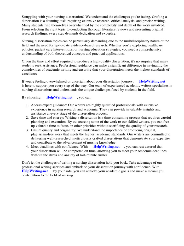 Sample Nursing Dissertation Topics | PDF | Nursing | Health Care