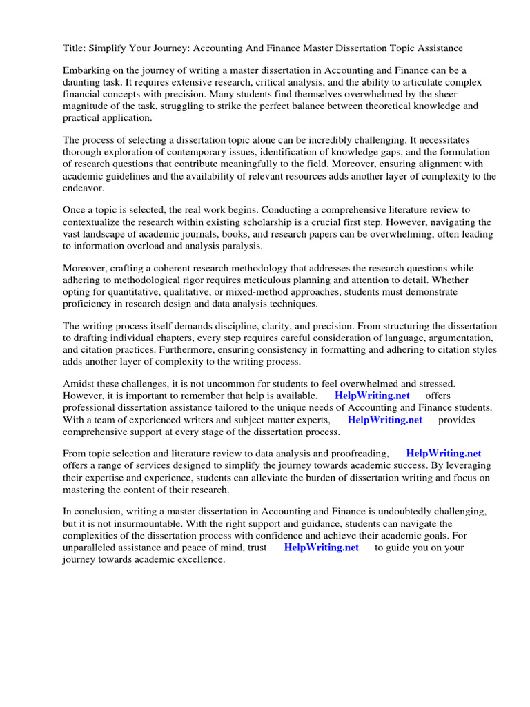 Finance Dissertation Help | PDF | Dividend | Investing