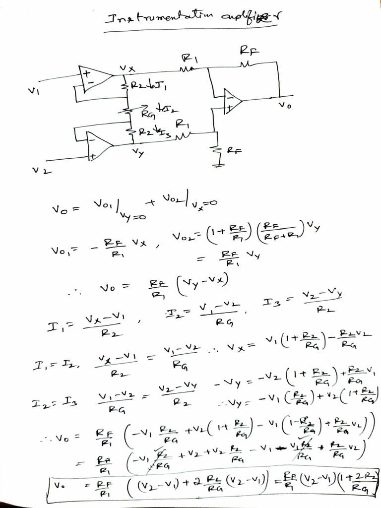 Instrumentation Amplifier Vo Expression | PDF