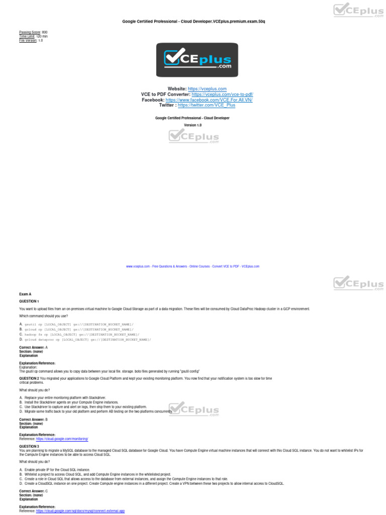 Google Cloud Developer Exam Guide | PDF | Cloud Computing | Databases