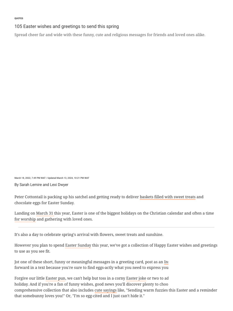 105 Easter Wishes and Messages For Friends and Family | PDF | Easter ...